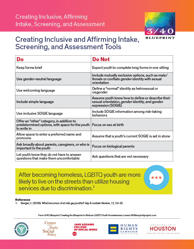 3/40 Blueprint Project: Reducing LGBTQ Youth Homelessness